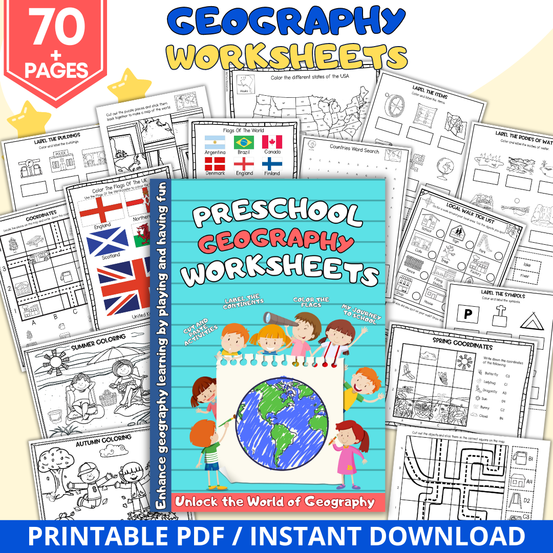 Preschool Geography Worksheets – First School Bundle
